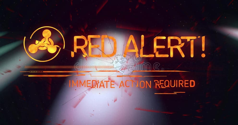 Image of Red Alert Text with Sign Over Light Trails on Black Background ...