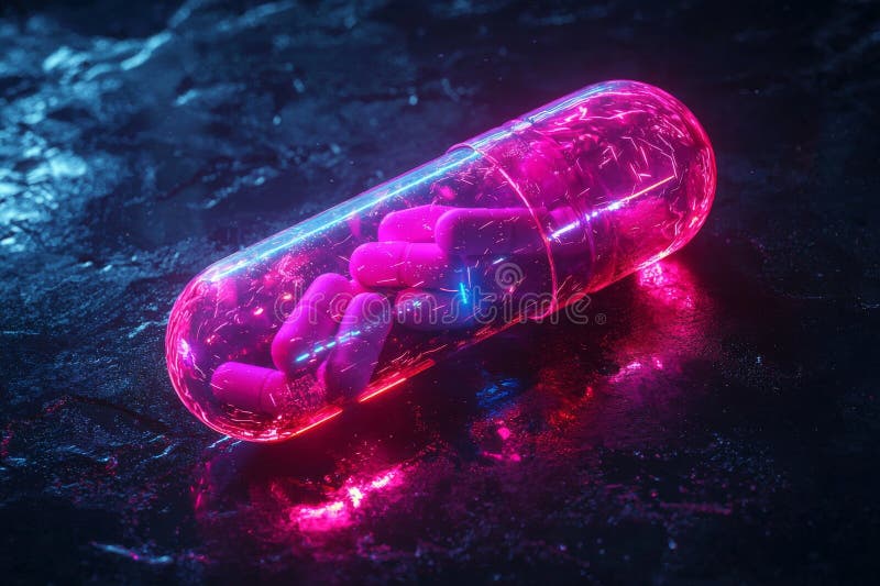 An Image of a Red Capsule on a High-tech Digital Interface Represents ...