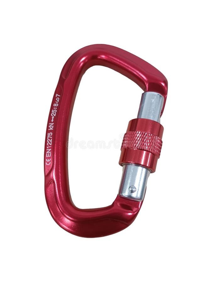 Image Red Carabiner on White Background Stock Illustration ...
