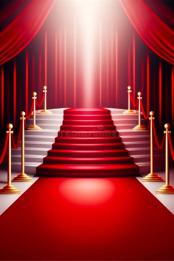 Image of Red Carpeted Stage with Red Carpet and Stairs. Generative AI ...