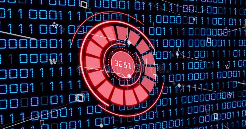 Image of Red Circle with Numbers Over Binary Code Stock Illustration ...