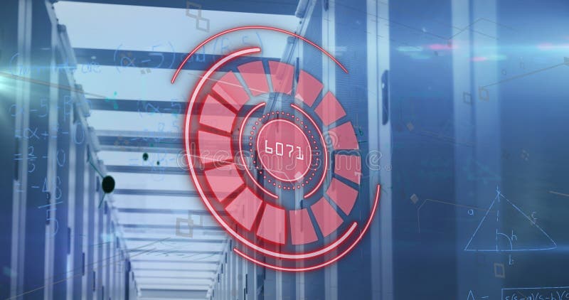 Image of Red Circle with Numbers Over Servers Stock Photo - Image of ...