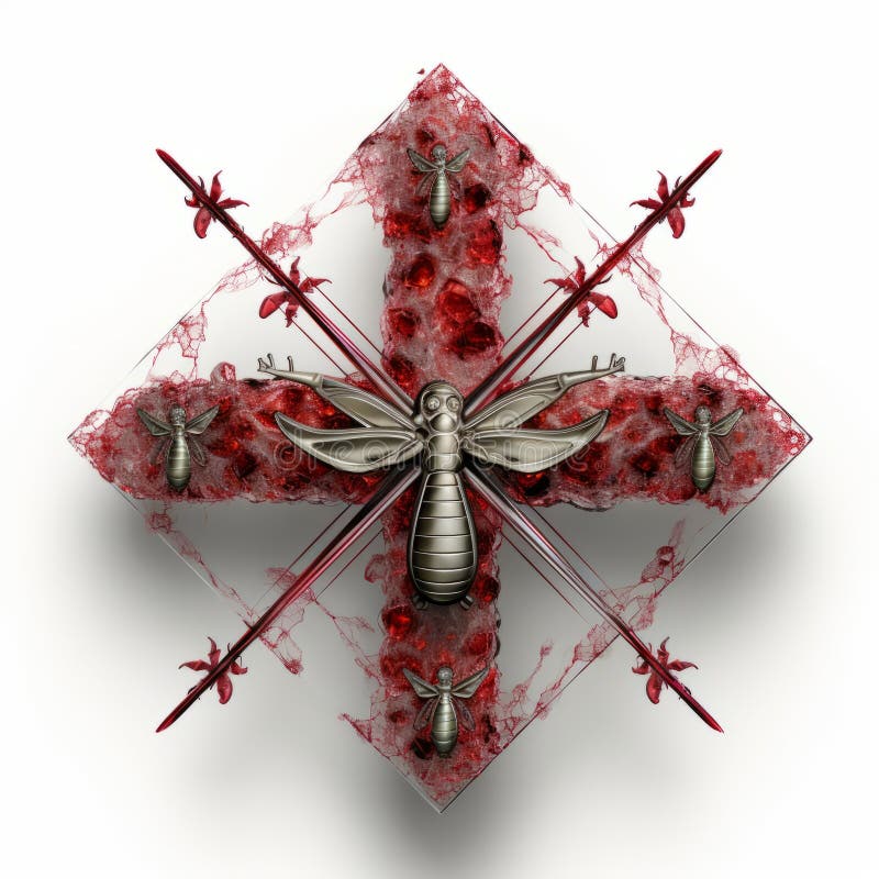 An Image of a Red Cross with a Bee on it Stock Illustration ...