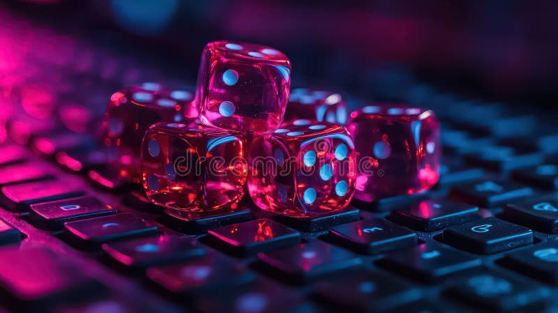 Image of Dice on a Computer Keyboard Stock Illustration - Illustration ...