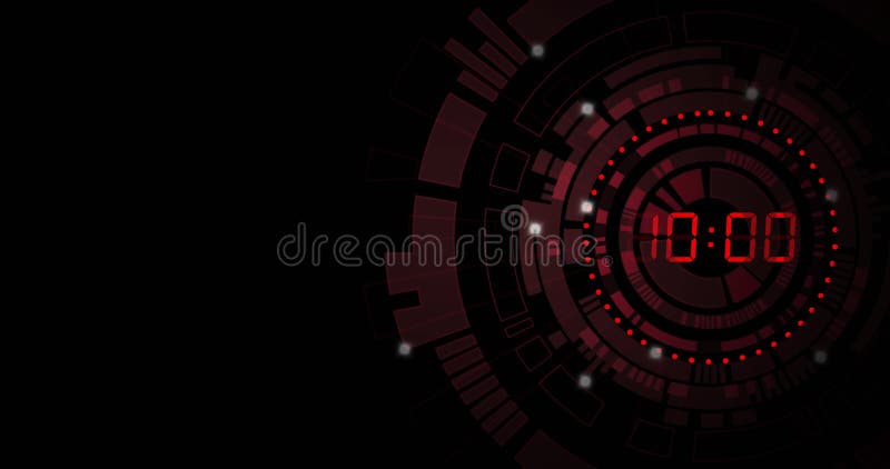 Image of Red Digital Timer Changing on Red Circles Over Black ...