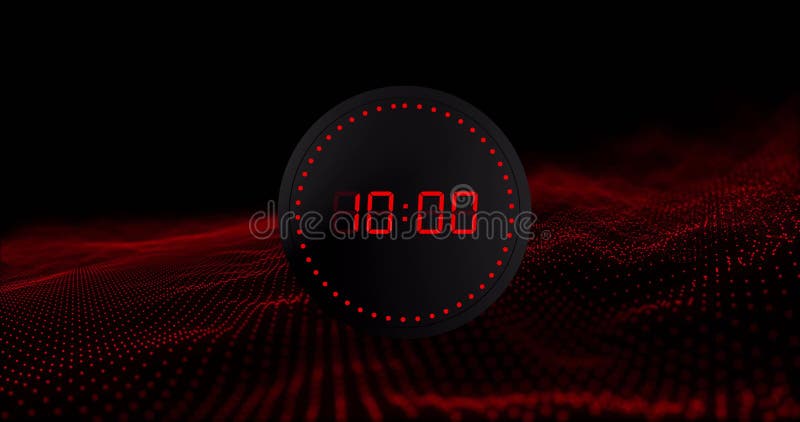 Image of Red Digital Timer Changing with Dots and Red Light Trails on ...