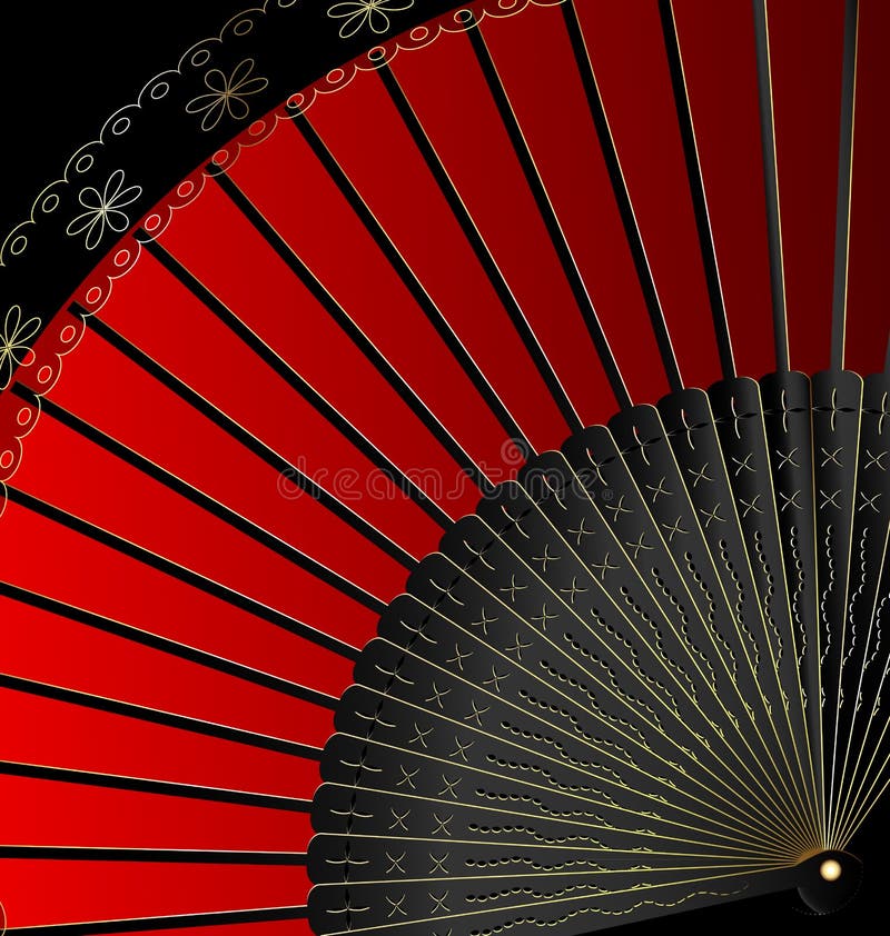 Image of red fan stock vector. Illustration of fashion - 56606604