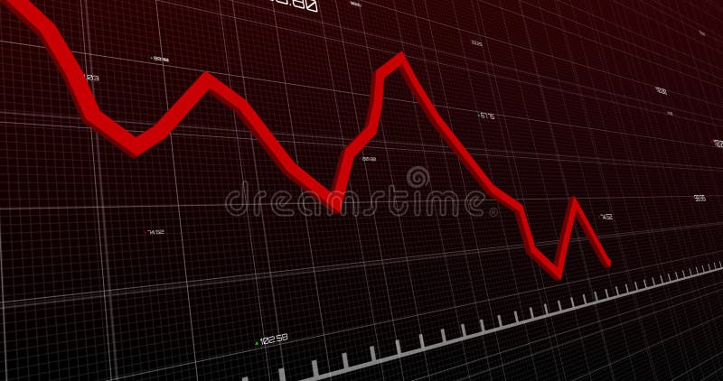 Image of Red Graph Line on Black Grid Stock Illustration - Illustration ...