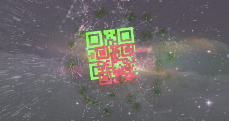 Image of Red and Green Qr Codes Over Networks of Communication and ...