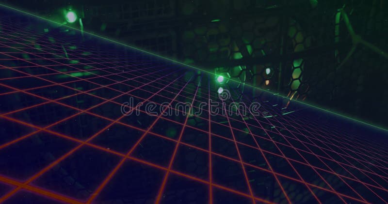 Image of Red Grid Networks of Connections Over Computer Servers Stock ...