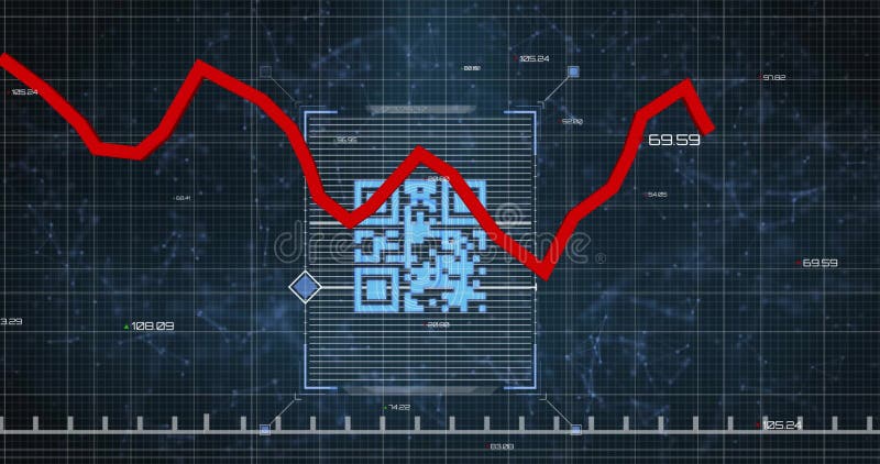 Image of Red Line and Data Processing Over Qr Code Stock Photo - Image ...