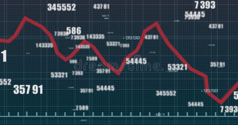 Image of Red Line Numbers Changing and Financial Data Processing Stock ...