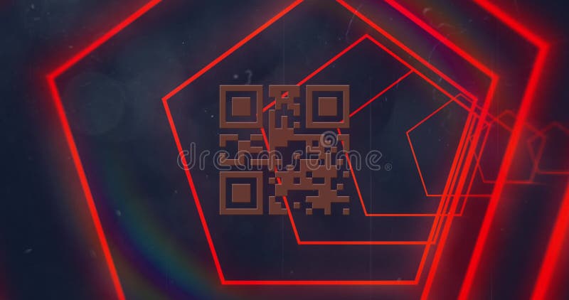 Image of Red Neon Geometrical Shapes Over Qr Code Stock Illustration ...