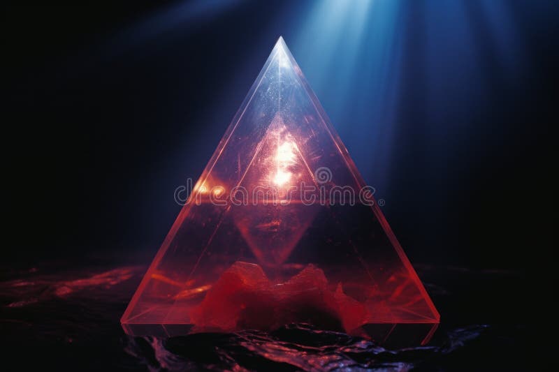 An Image of a Red Pyramid with a Light Shining through it Stock ...