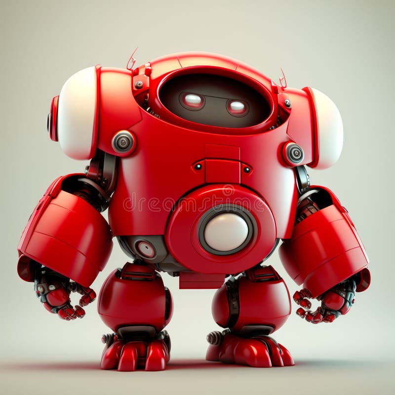 An Image of Red Robot with Big Eyes. Generative AI Stock Image - Image ...