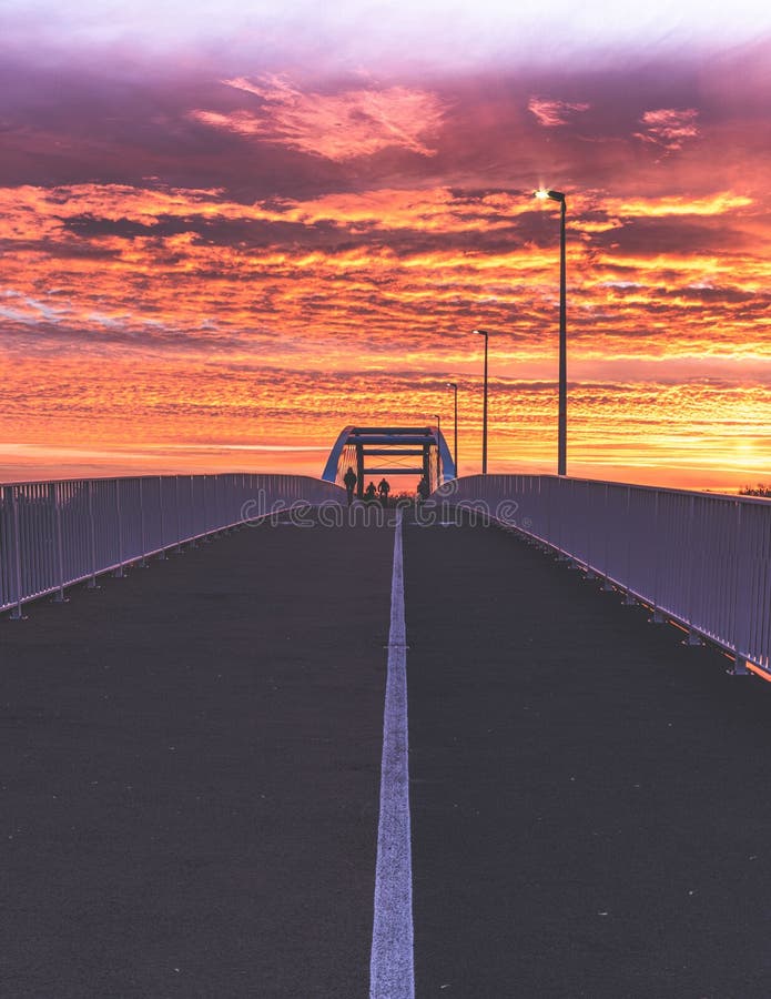 Image of a Red Sunset from the Road. Stock Image - Image of nature ...