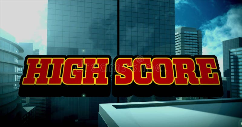Image of Red Text High Score, Over Explosion and Cityscape Stock Image ...