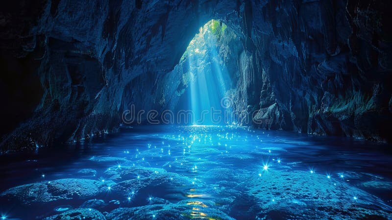 The Image Reference is of a Dark Cave with a Bright Light Shining in ...