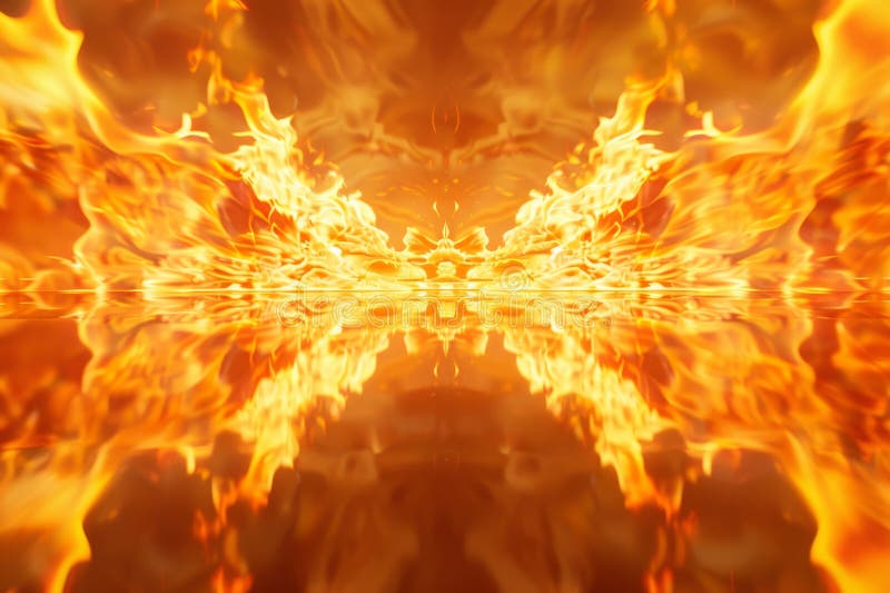 The Image is a Reflection of a Fire in a Body of Water with Generative ...
