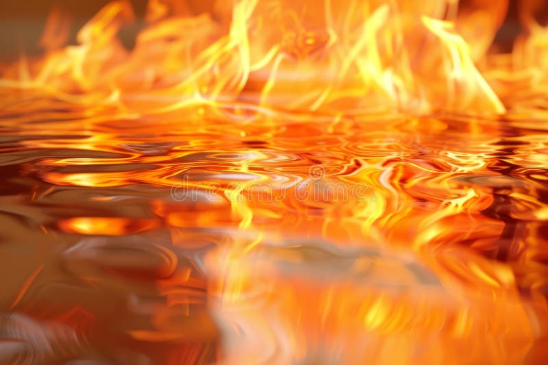 The Image is a Reflection of a Fire in a Body of Water with Generative ...