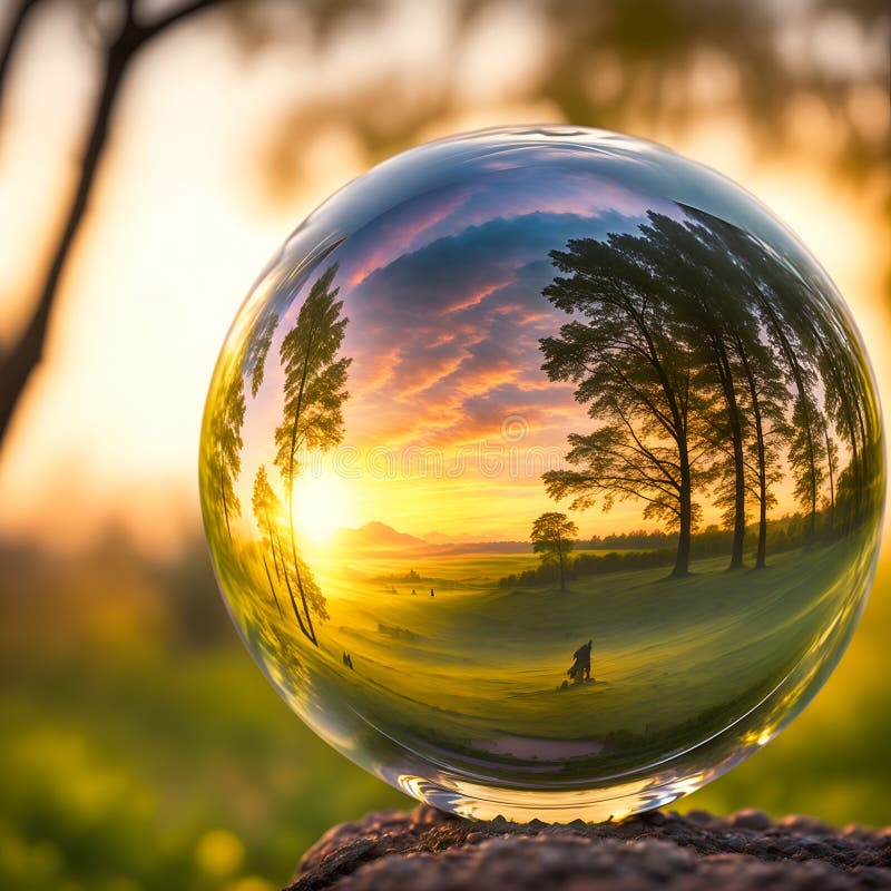 Image of the Reflective Glass Crystal Ball of the Scene by Which the ...