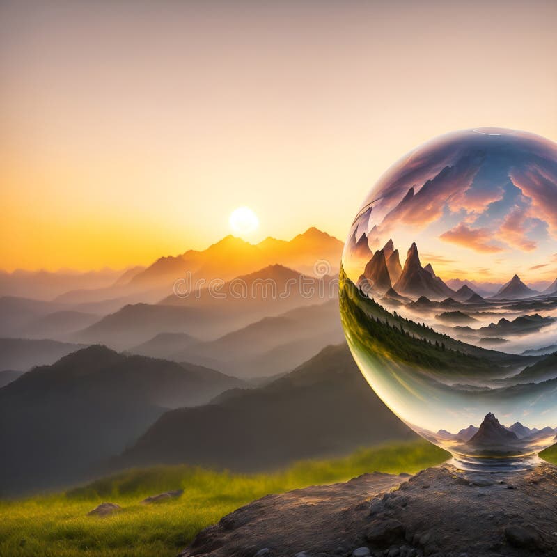 Image of the Reflective Glass Crystal Ball of the Scene by Which the ...