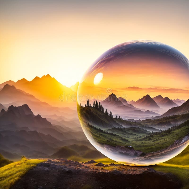 Image of the Reflective Glass Crystal Ball of the Scene by Which the ...
