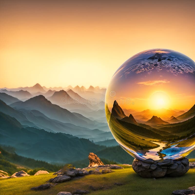 Image of the Reflective Glass Crystal Ball of the Scene by Which the ...