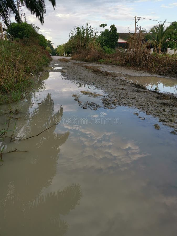 Reflective Pool of Stagnant Water after Heavy Rainfall on the Rural ...