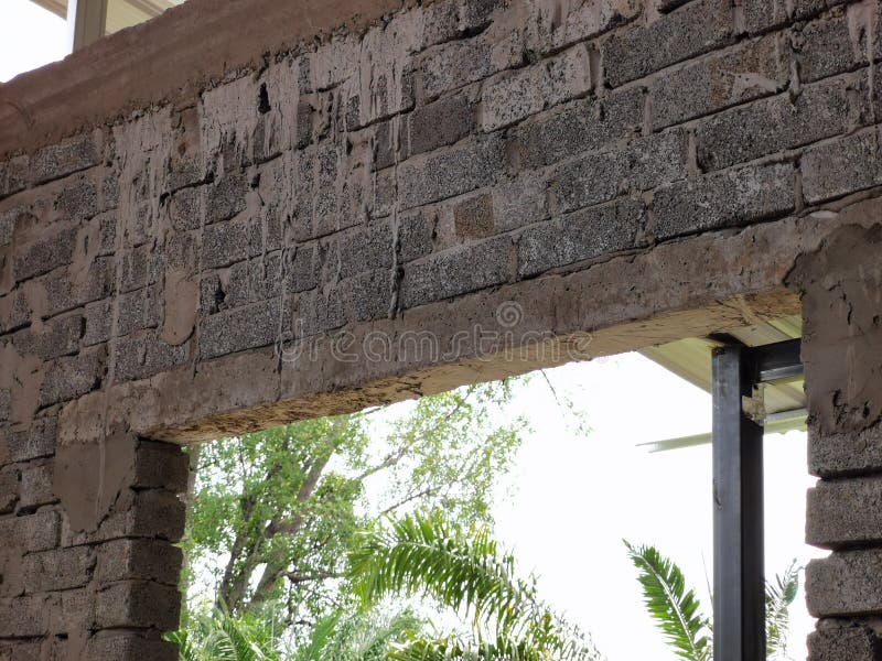 Image of Reinforced Brick Window Under Construction. Stock Photo ...