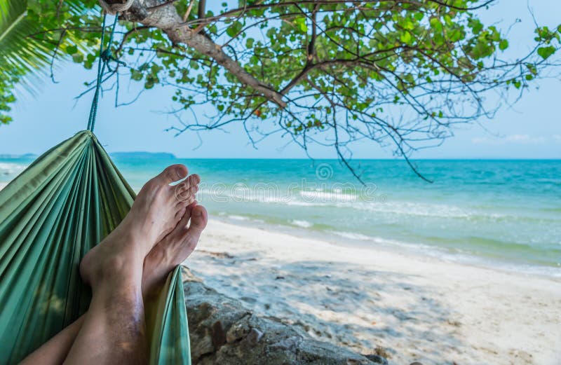Image of Relaxing Time on White Sand Beach Stock Image - Image of ...