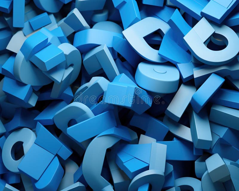 Pile of Mixed Blue Primitive Geometric Shapes. Stock Illustration ...