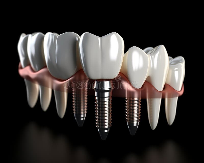 The Lower Jaw Has a Post and Core Tooth Restoration. Stock Illustration ...