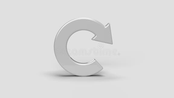 White 3D Circular Arrow Icon on White Backdrop Stock Illustration ...