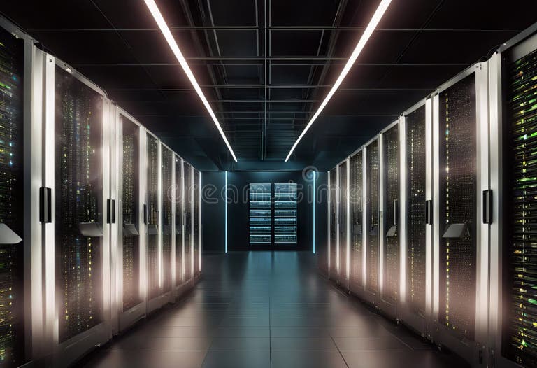 Image Rendering 3d Center Data System Server Blade Rows Datum Rack ...