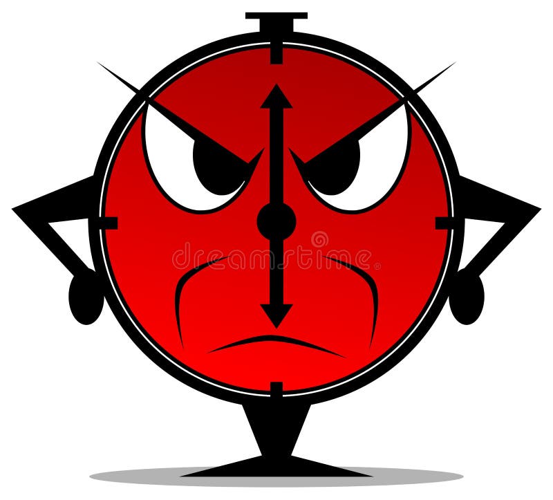 Angry Red Clock Cartoon Isolated Stock Illustration - Illustration of ...
