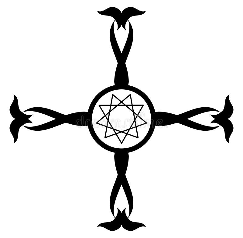 Cross with Holy Spirit Symbol, Black and White, Tattoo, Isolated. Stock ...