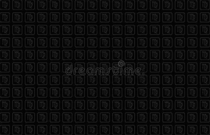 Texture with Virgo Symbol in Square, Stylish Background, Black Etching ...