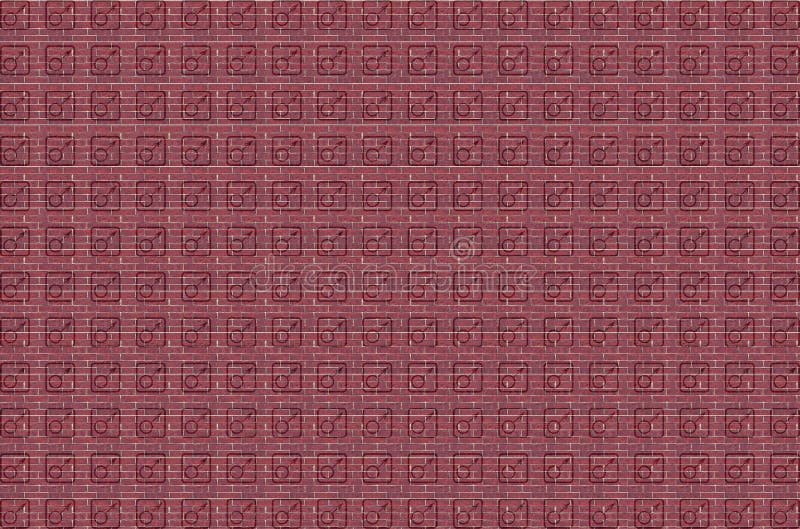 Texture with Symbol of Planet Mars in Square, Fanciful Background, Red ...