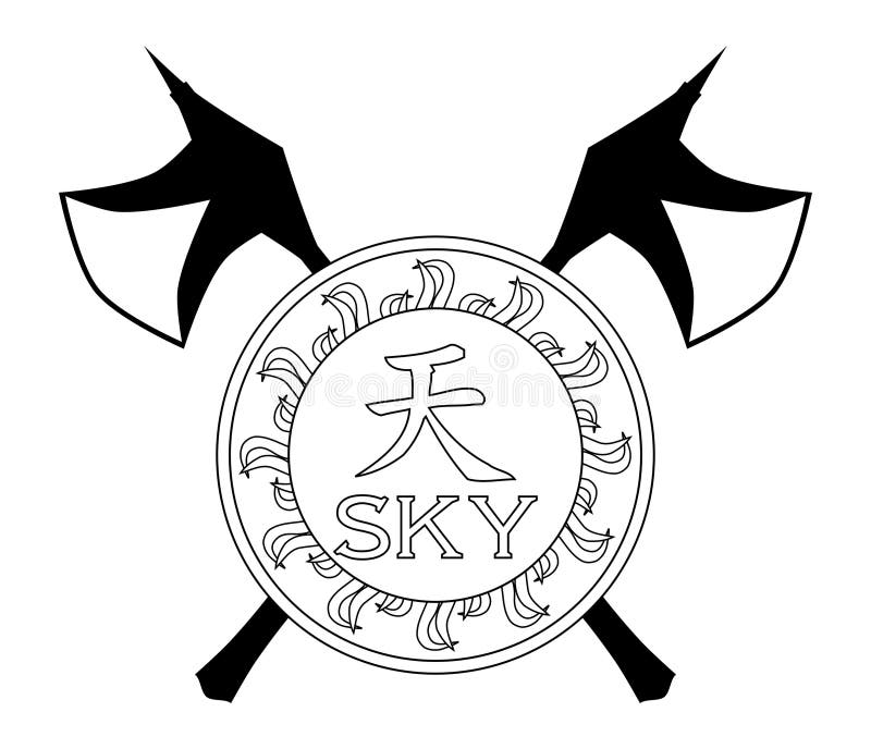 Sky Ideogram with Axes, Black and White, Fantasy, Isolated. Stock ...