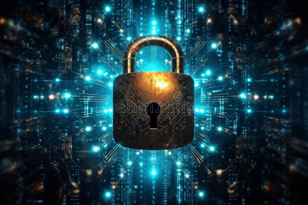An Image Representing Cybersecurity with Elements Like Digital Locks, Shields, or Binary Codes ...
