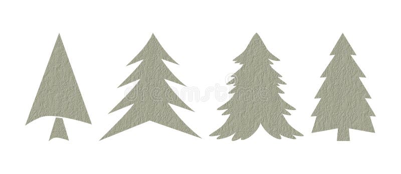 Set of Stylized Trees, Fir, Pine, Plaster Pattern, Isolated. Stock ...