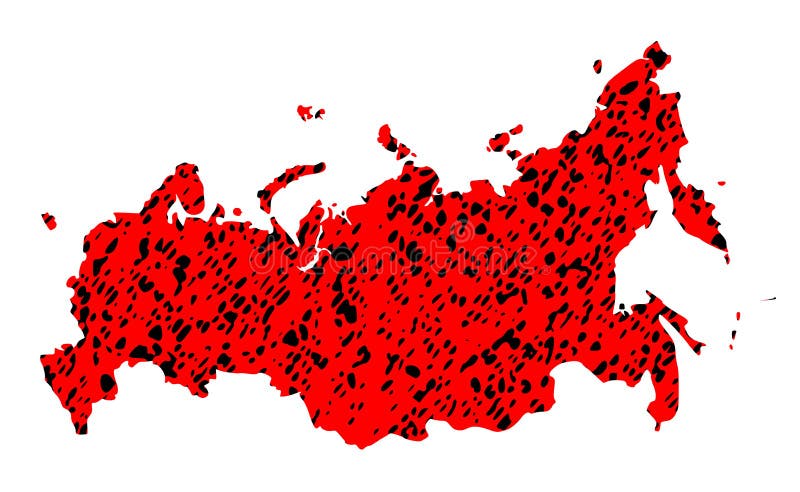 Blot Russia Map, Red and Black, Isolated. Stock Illustration ...