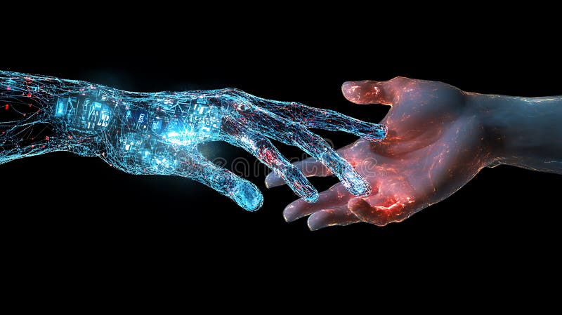 Digitized Hand Reaching for a Human Hand, Highlighting Themes of ...