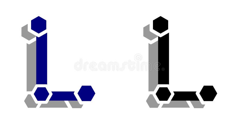 Letter L Logo with Hexagons in Two Color Versions, Fantasy, Isolated ...