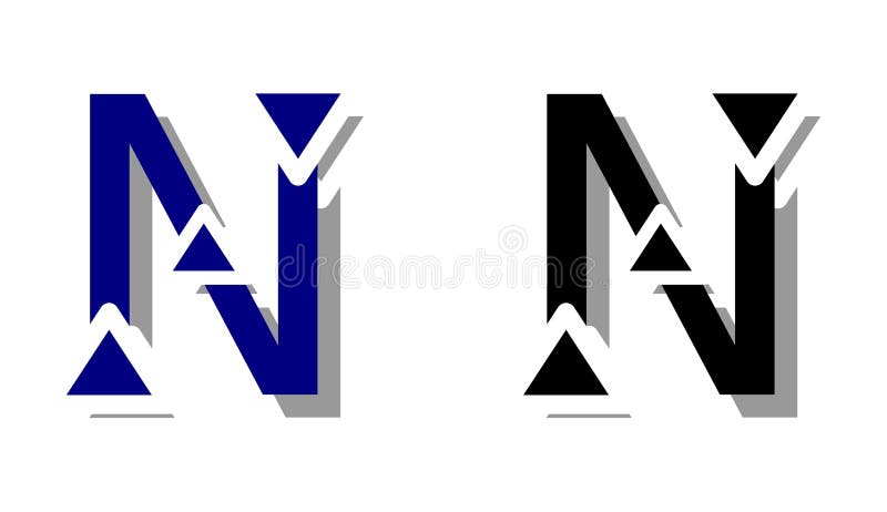 N Letter Logo with Triangles in Two Color Versions, Fantasy, Isolated ...