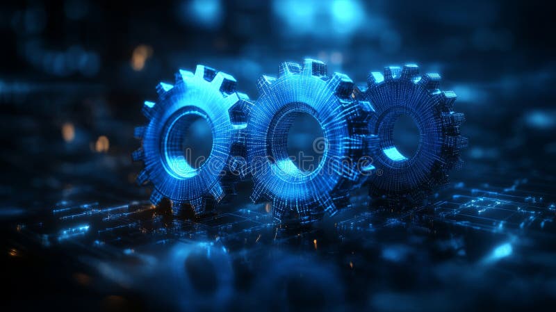 Image Representing Mechanical Design Process through a Digital Blue ...