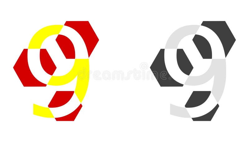 Logo with the Number Nine and Hexagons Colorful, Fantasy, Isolated ...