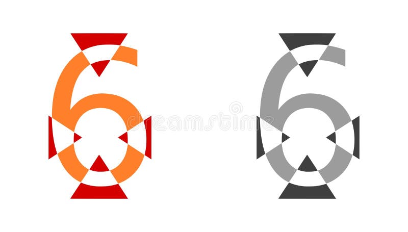 Logo with the Number Six and Triangles Colorful, Fantasy, Isolated ...