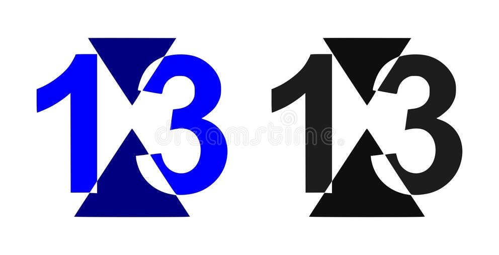 Logo with the Number Thirteen and Triangles Colorful, Isolated, Arabic ...